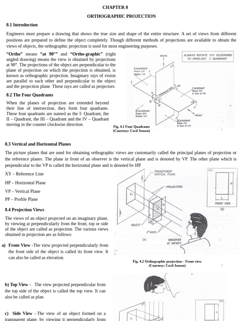Chapter 8 Orthographic Projections Pdf Cartesian Coordinate System Mathematical Concepts