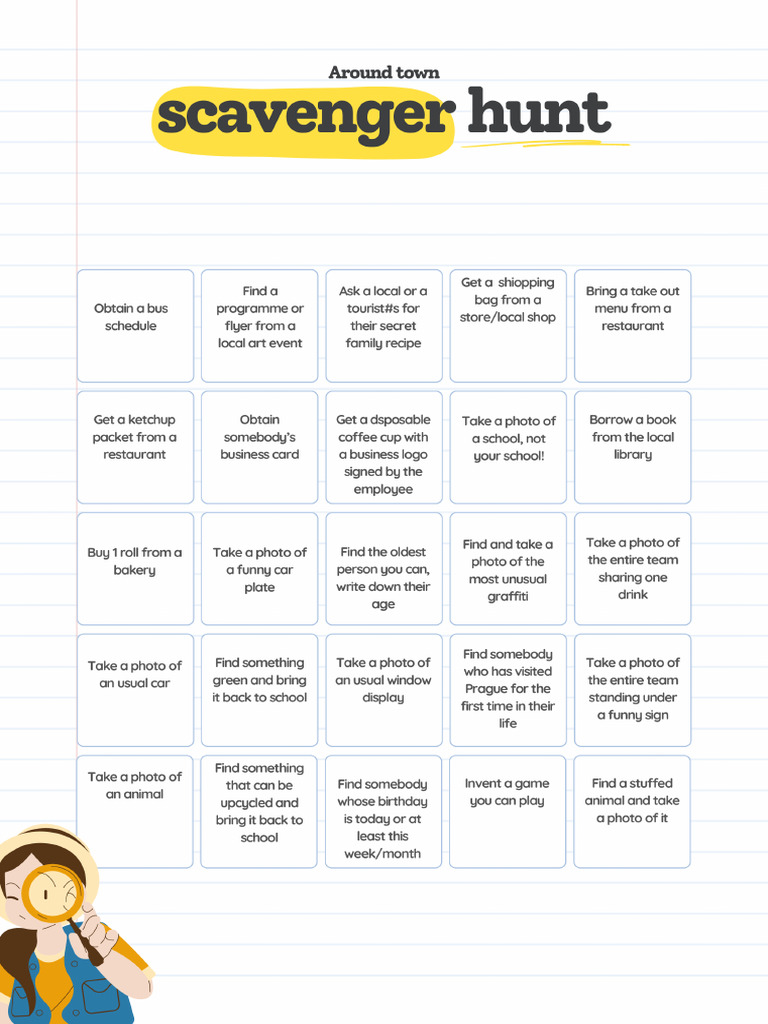 Back To School Scavenger Hunt in Yellow Scholar Style | PDF