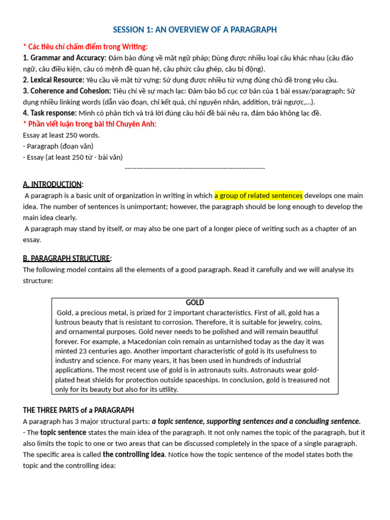 Session 1 - An Overview of A Paragraph | PDF | Paragraph | Automated ...