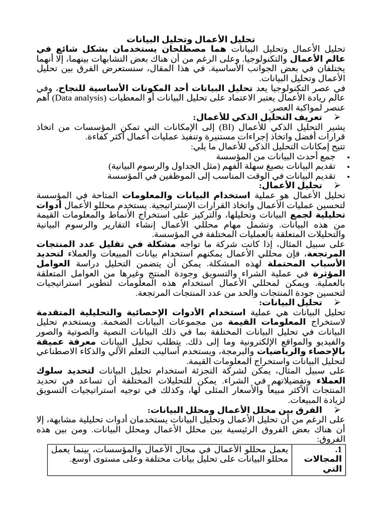 3 Doc 3 تحليل الأعمال | PDF