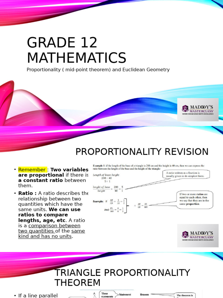 Grade 12 Mathematics Propotionality and Euclidean Geometry | PDF