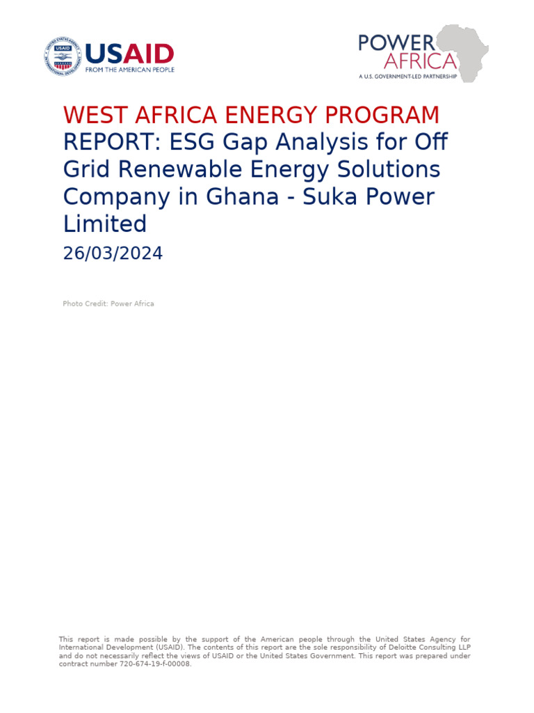 WAEP ESG Gap Analysis Suka Power Final | PDF | Sustainability | Governance