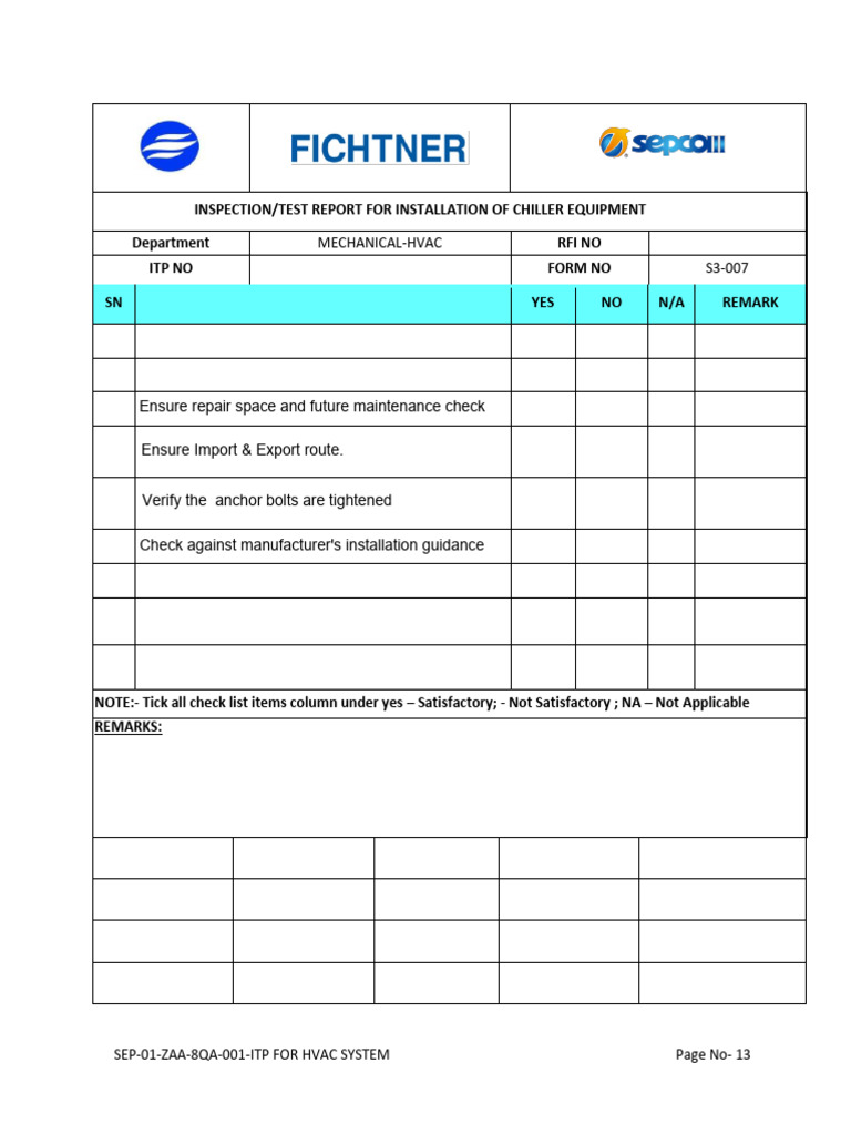 Chillers Checklist | PDF