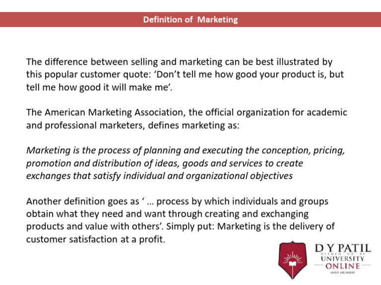 Understanding Marketing Definitions | PDF