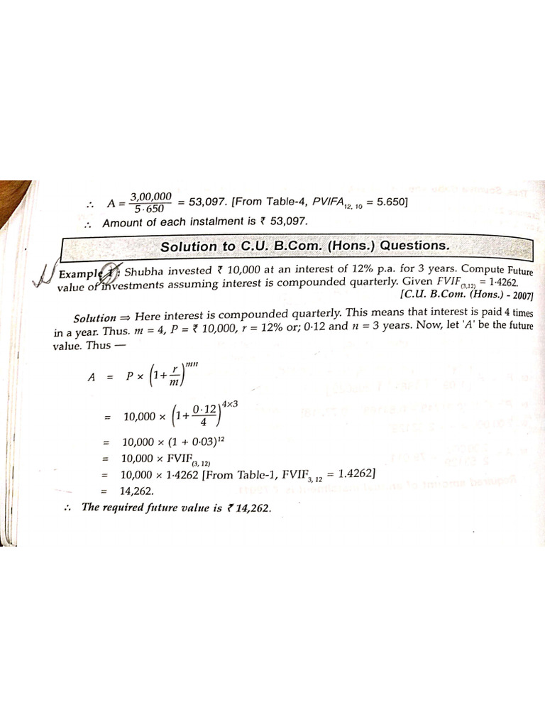 Time Value of Money H. W | PDF