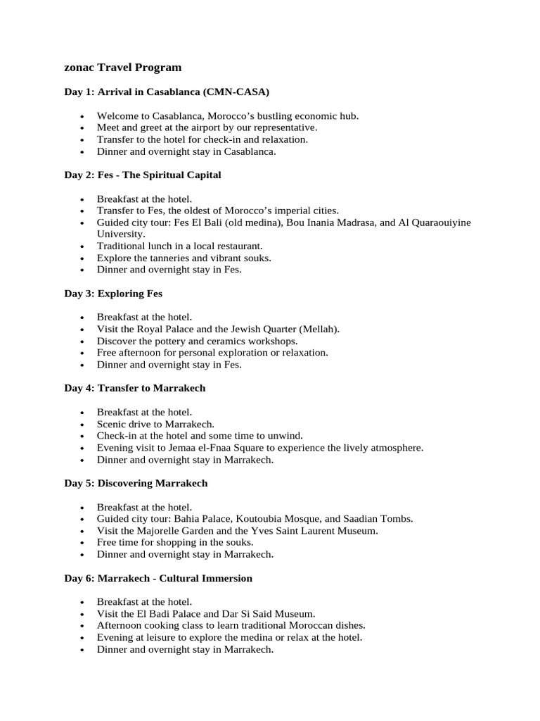 Zonac Travel Program IMPERIAL | PDF | Cuisine