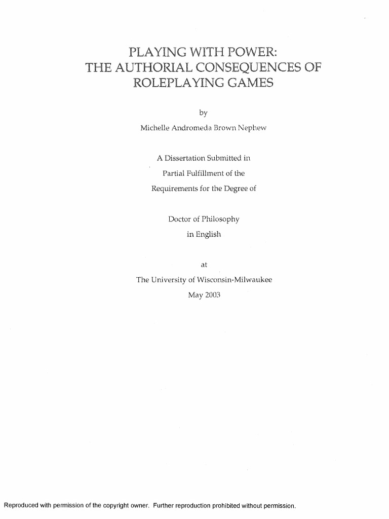 Playing With Power - The Authorial Consequences of Roleplaying Games ...