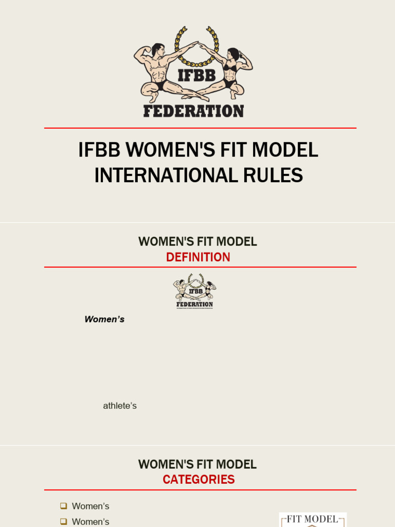 IFBB Women's Fit Model Rules Guide | PDF | Swimsuit | Dress