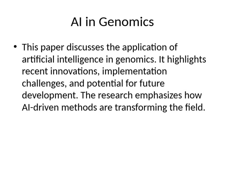 AI in Genomics | PDF