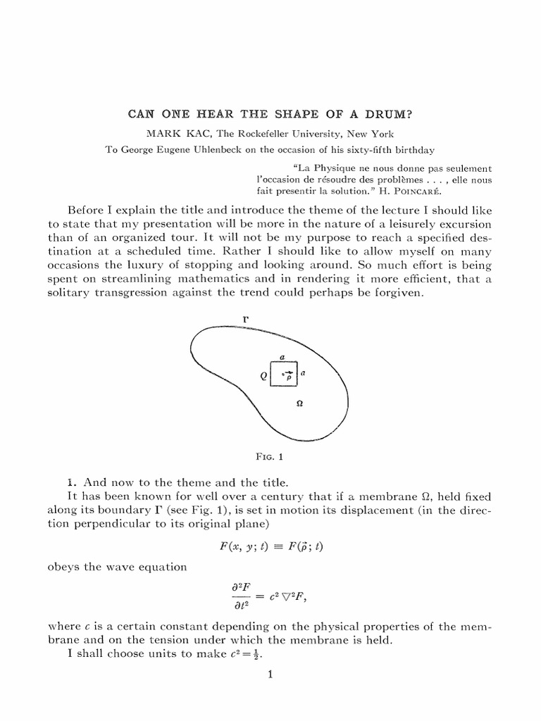 Mark KAC Entendre Une Forme | PDF | Physics | Theoretical Physics