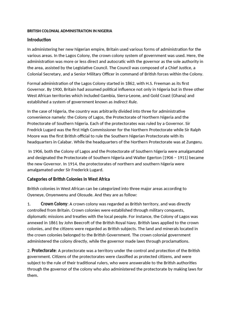 British Colonial Administration in Nigeria Gst112 | PDF