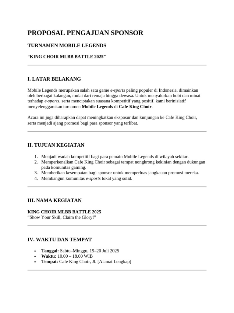 Proposal Pengajuan Sponsor | PDF