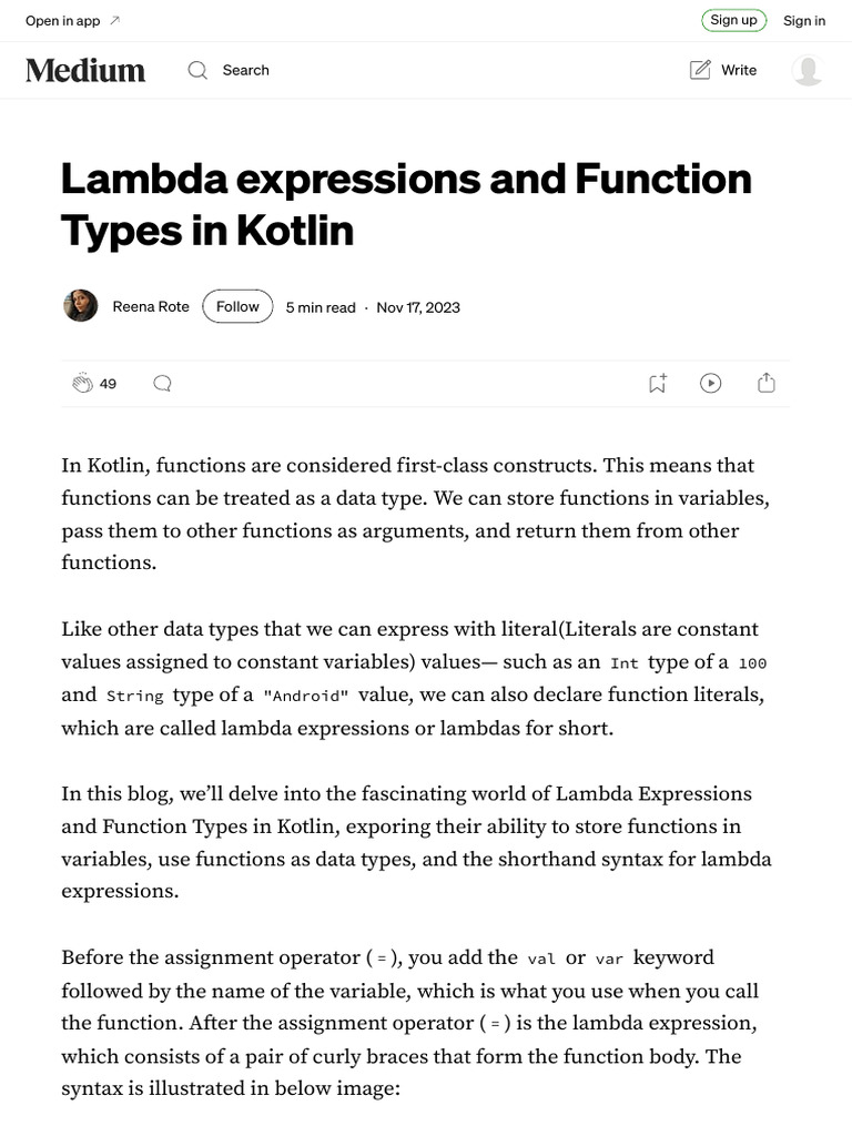 Lambda Expressions and Function Types in Kotlin | PDF | Anonymous Function | Parameter (Computer ...