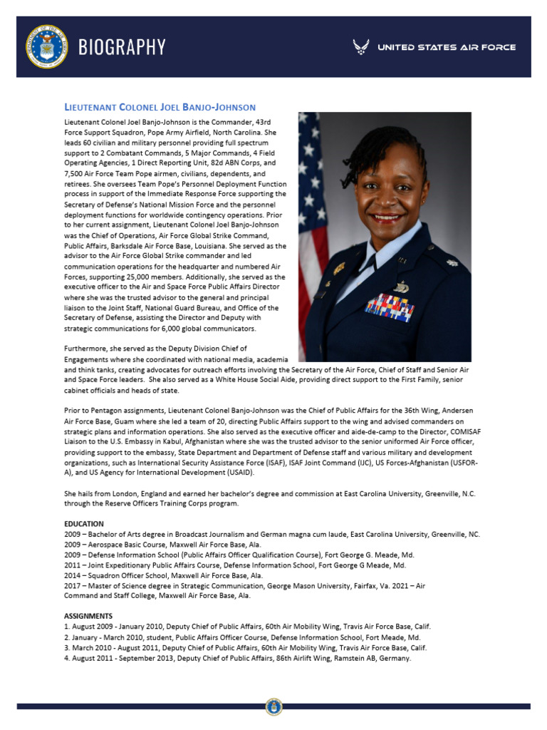 LT Col Joel Banjo Johnson 43FSS | PDF | United States Department Of ...
