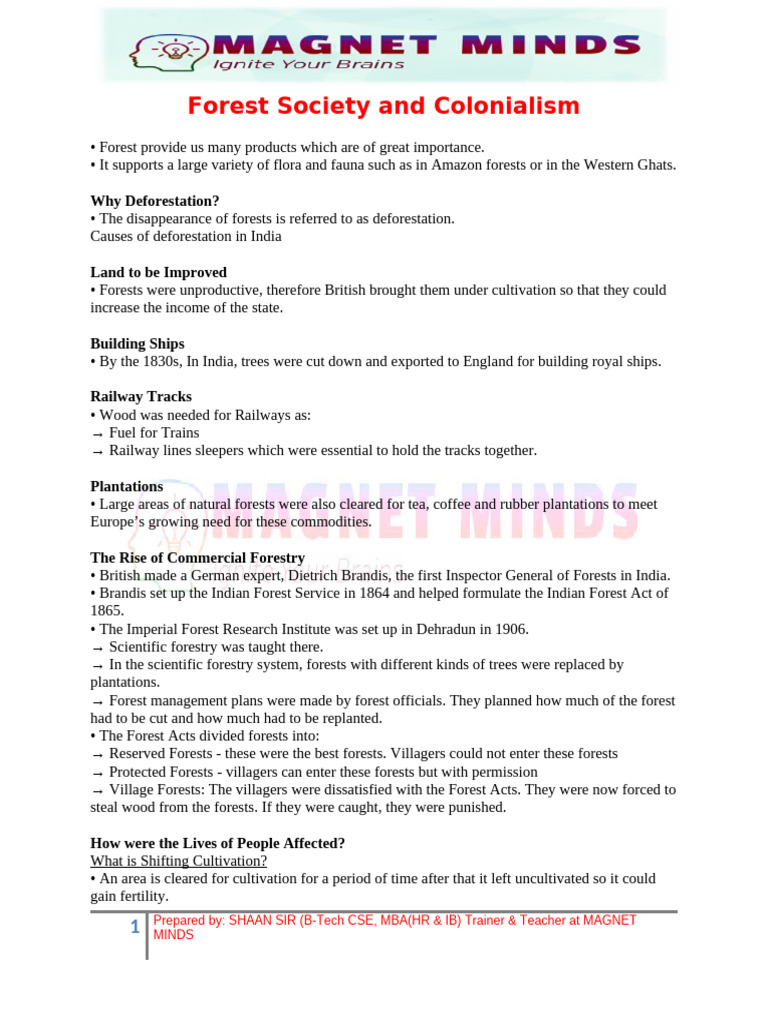 Forest Society and Colonialism | PDF | Plantation | Forests