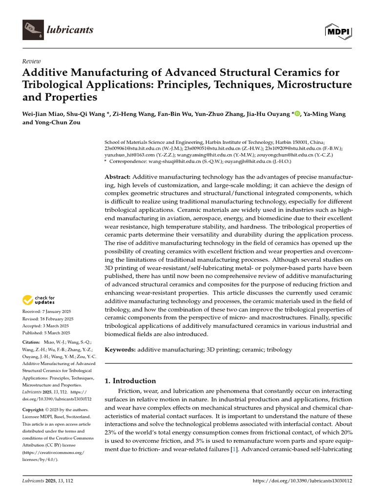 Additive Manufacturing of Advanced Structural Cera | PDF | 3 D Printing ...