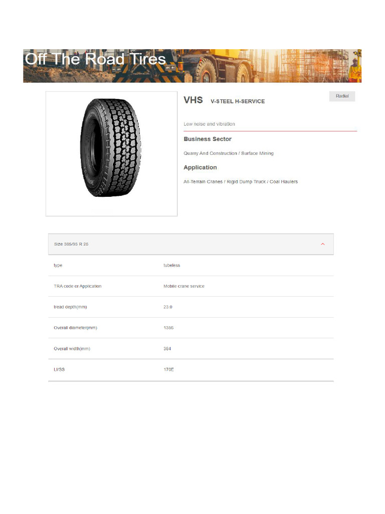 Catalog Bridgestone 38595R25 170e Road | PDF