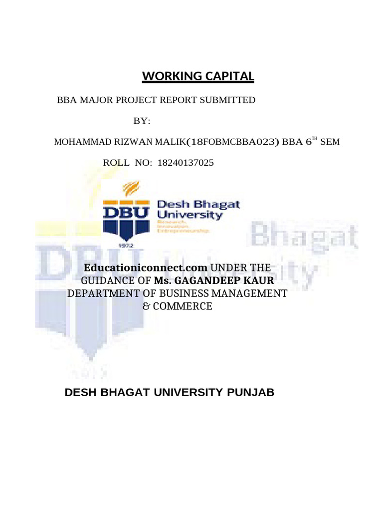 Working Capital Final | PDF | Working Capital | Banks