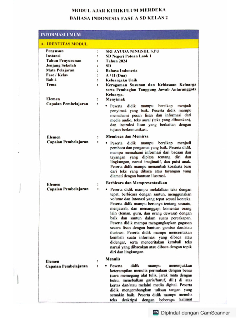 Modul Ajar B.indonesia SMTR 2 | PDF