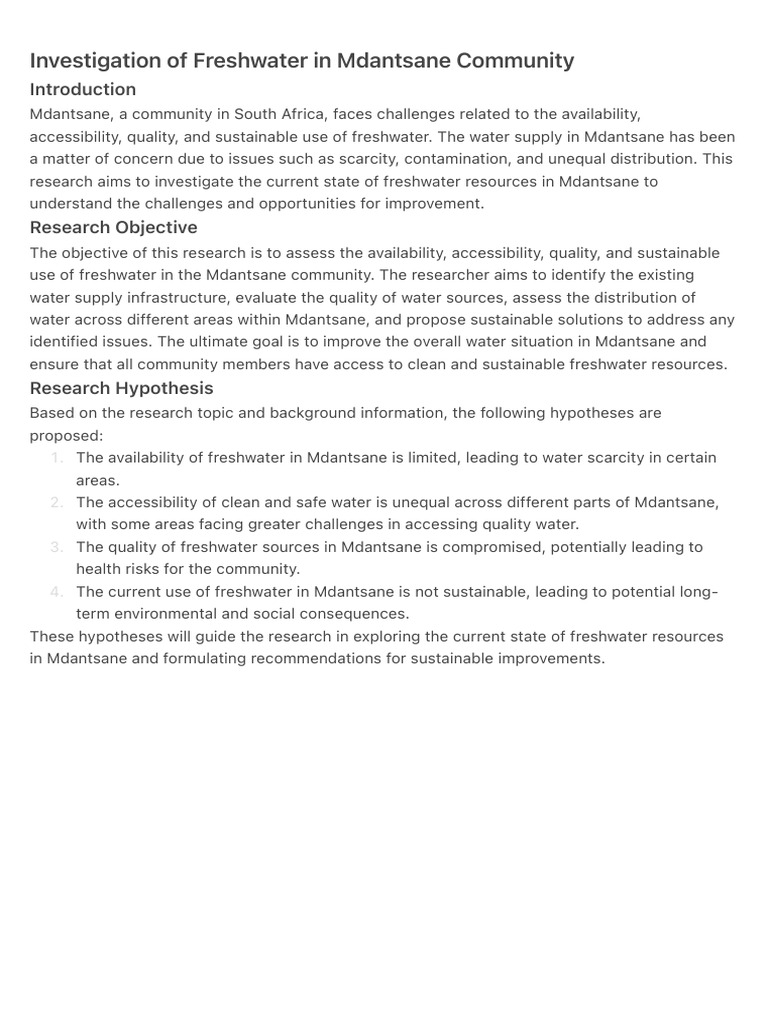 Mdantsane Freshwater Quality Assessment | PDF