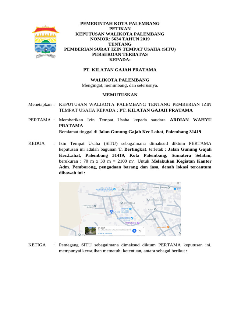 Surat Izin Tempat Usaha | PDF