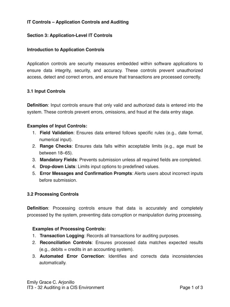 IT Controls - Application Controls and Auditing | PDF | Audit | Computing