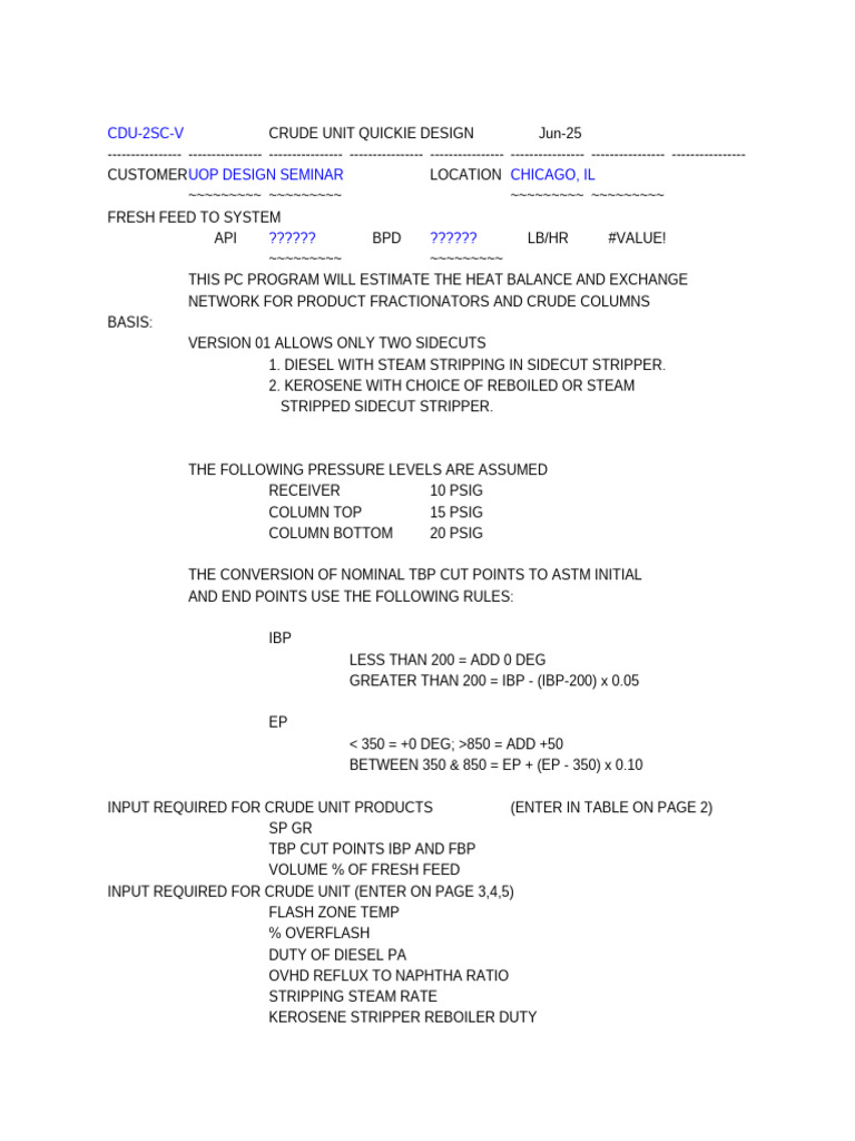 Crude Unit Design Estimation Tool | PDF | British Thermal Unit ...