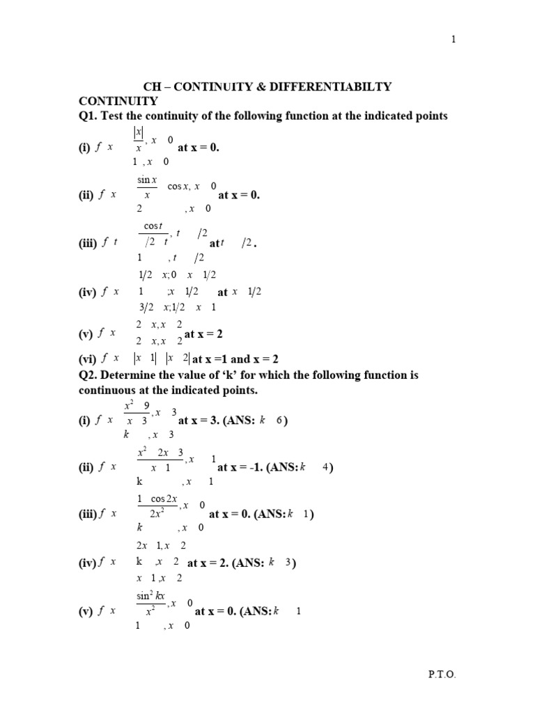 Cont N Diff Worksheet.2025 | PDF | Trigonometric Functions | Subtraction