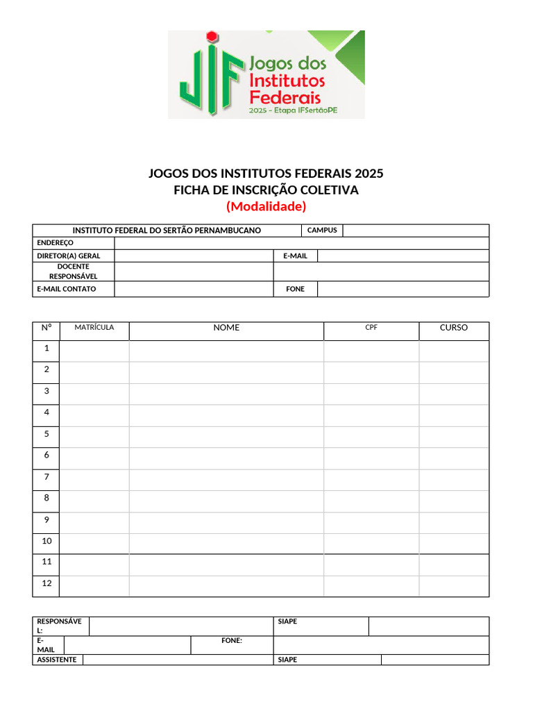 Ficha Modalidades Coletivas | PDF