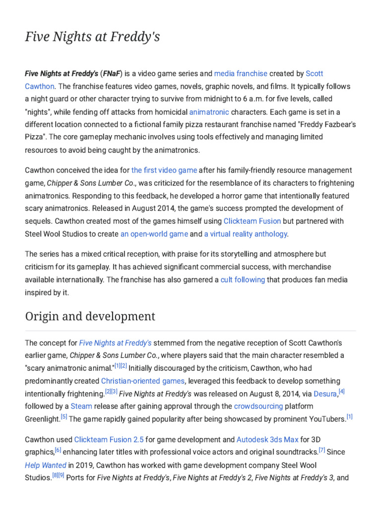 Five Nights at Freddy's Overview | PDF | Video Games