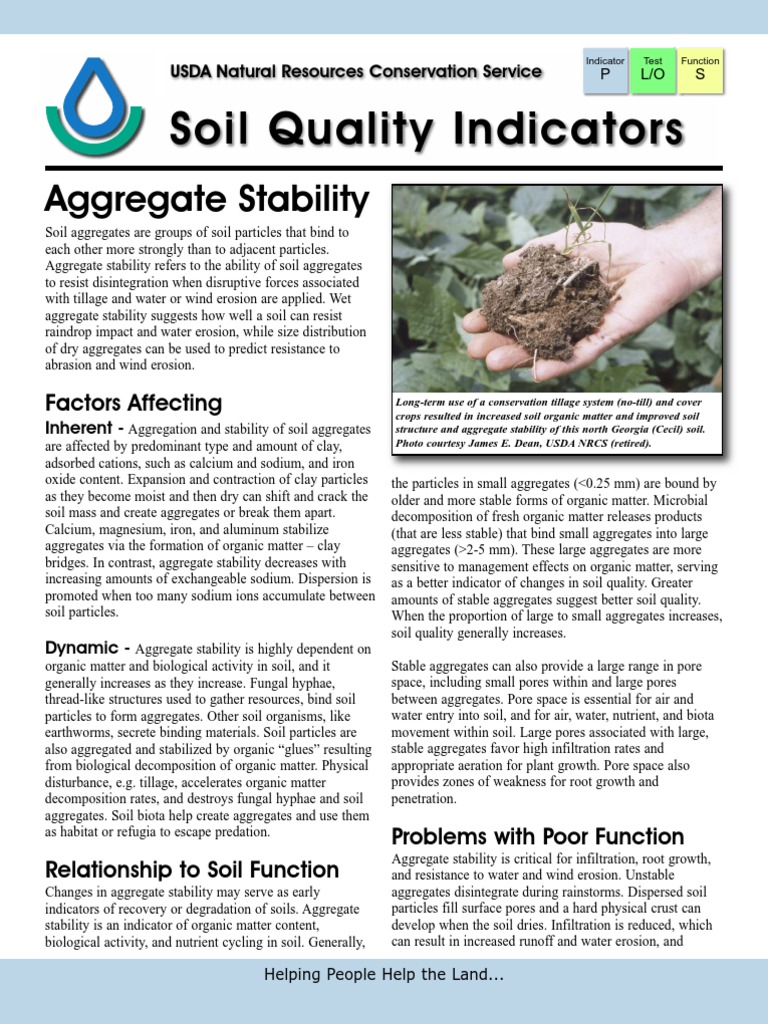 Aggregate Stability SQ Physical Indicator Sheet | PDF | Soil | Soil Science