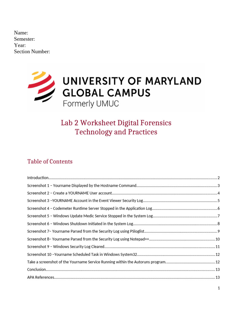 LAB2 - Digital Forensics Technology and Practices - WORKSHEET2 | PDF | Digital Forensics ...