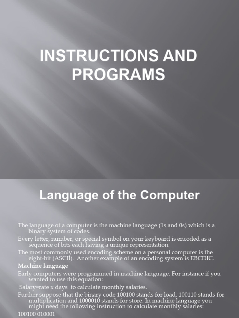 5instructions and Pograms | PDF | Assembly Language | Computer Hardware
