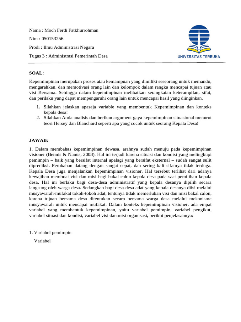 Tugas 3 Administrasi Pemerintahan Desa | PDF