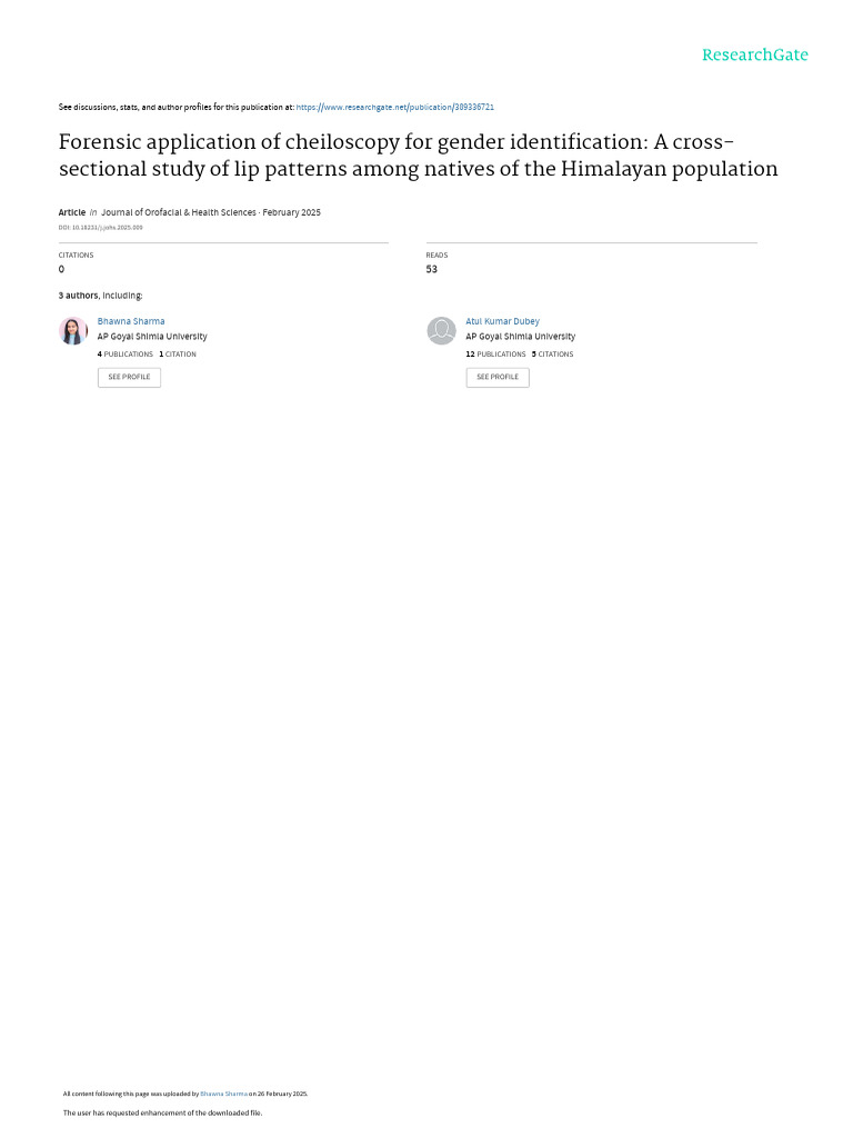 Forensic Application of Cheiloscopy For Gender Ide | PDF | Forensic ...