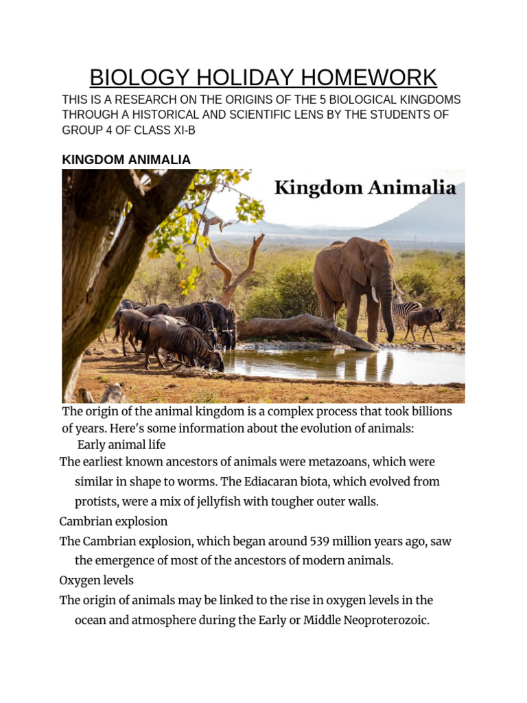 Biology Holiday Homework | PDF | Fungus | Biological Classification