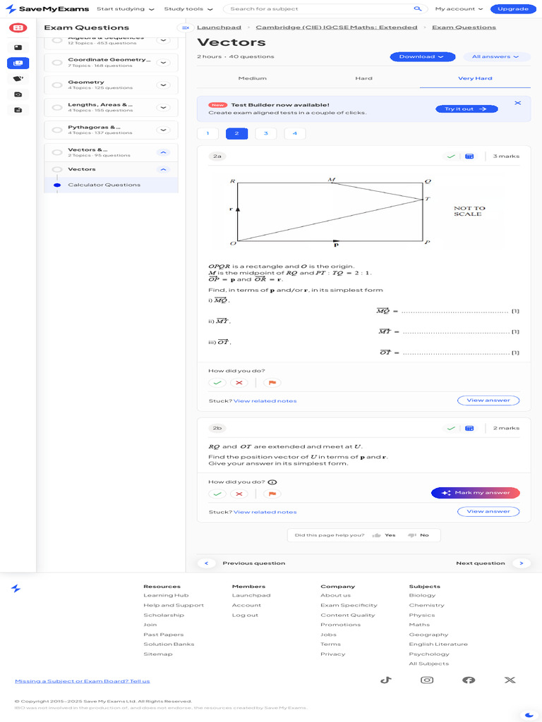 Vectors Cambridge Cie Igcse Maths Extended Exam Questions And Answers 2023 Pdf Pdf