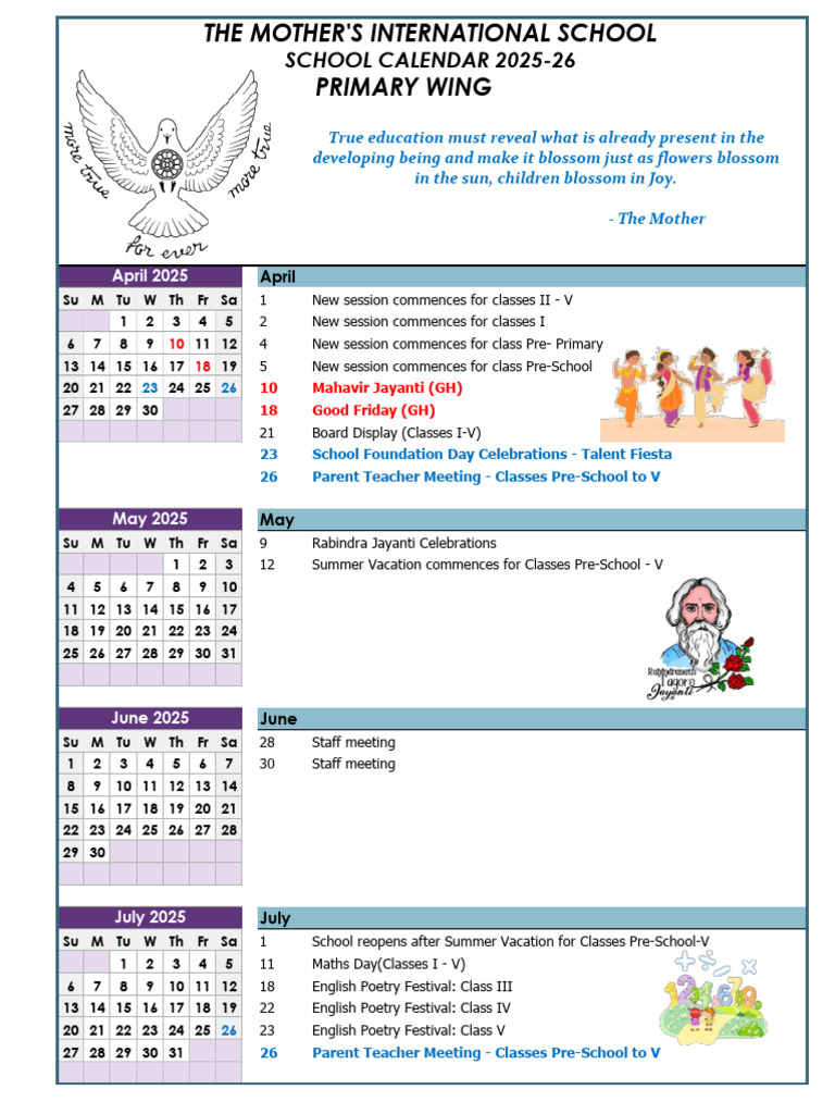 Primary School Calendar 2025-26 | PDF | Religious Holidays | Observances