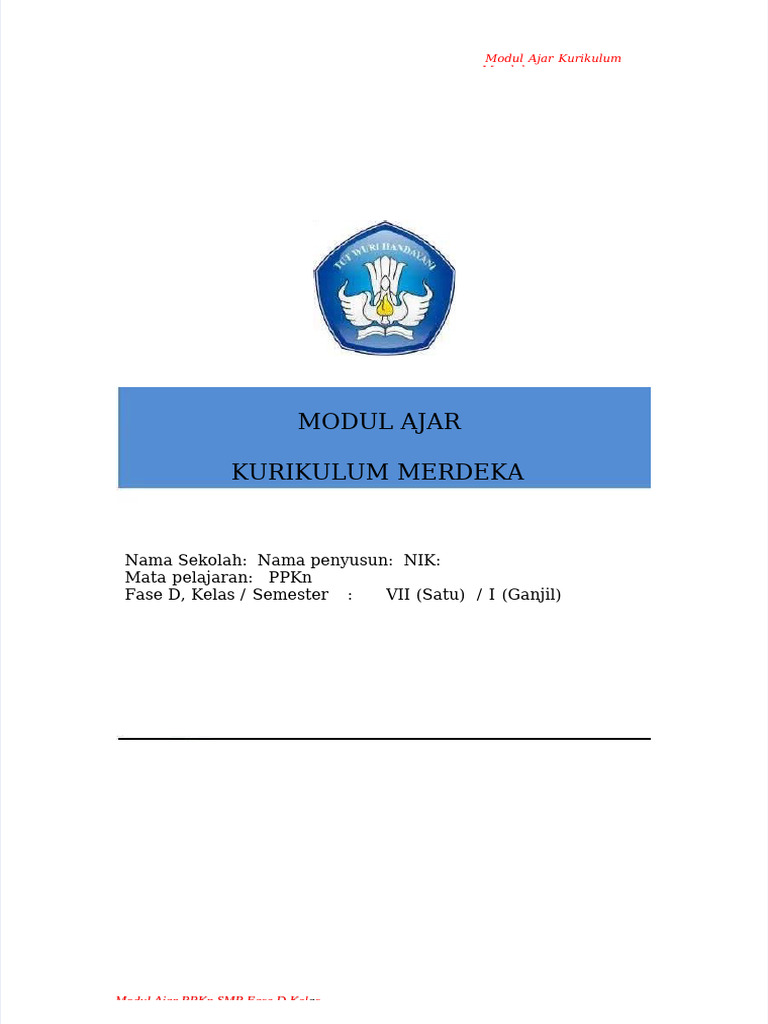 PDF Contoh Modul Ajar PPKN Kelas 7 Compress | PDF