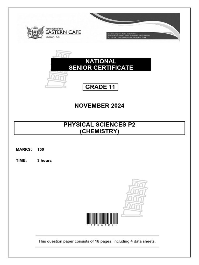 EC Physical Sciences Grade 11 November 2024 P2 and Memo | PDF | Ammonium | Chemical Bond