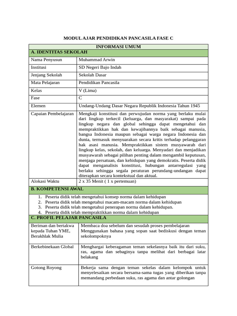 Modul Ajar Siklus 2 Pert.2 | PDF