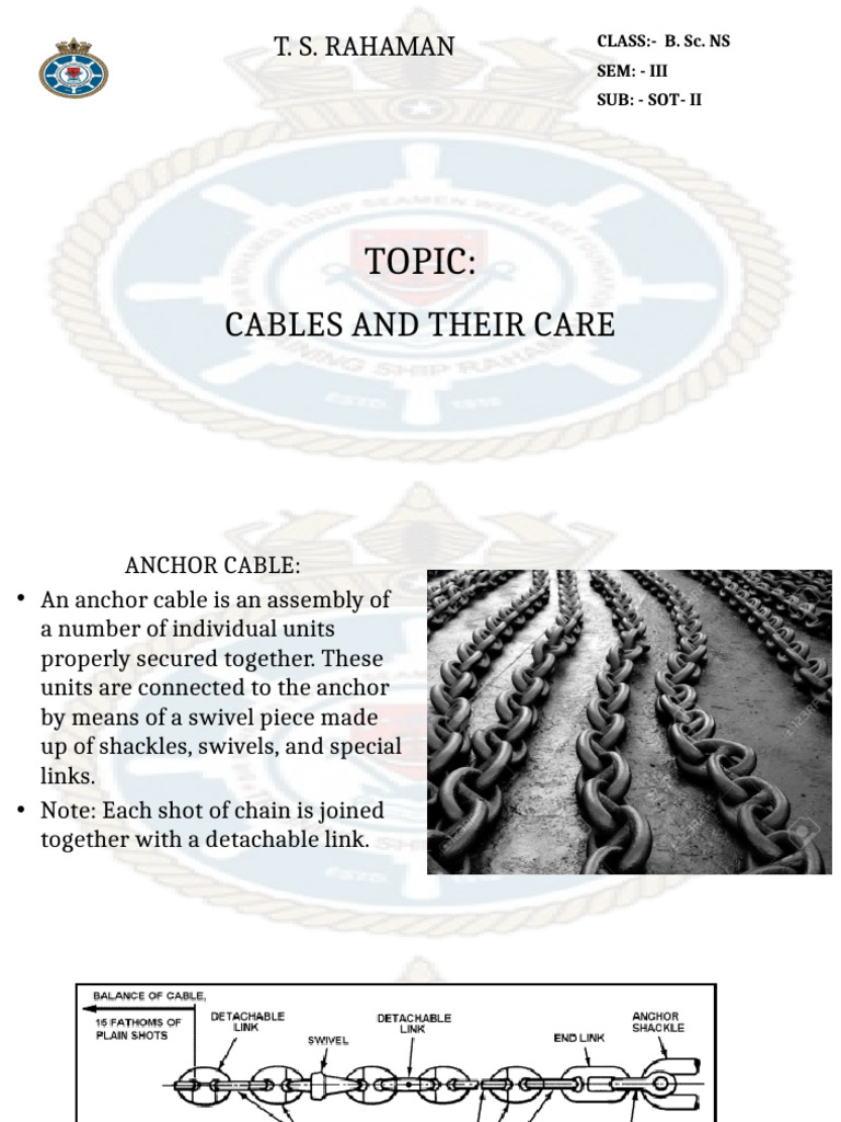 Cables and Their Care | PDF | Anchor | Ships