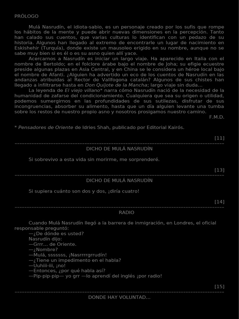 Las Sutilezas Del Inimitable Mula Nasrudin | PDF
