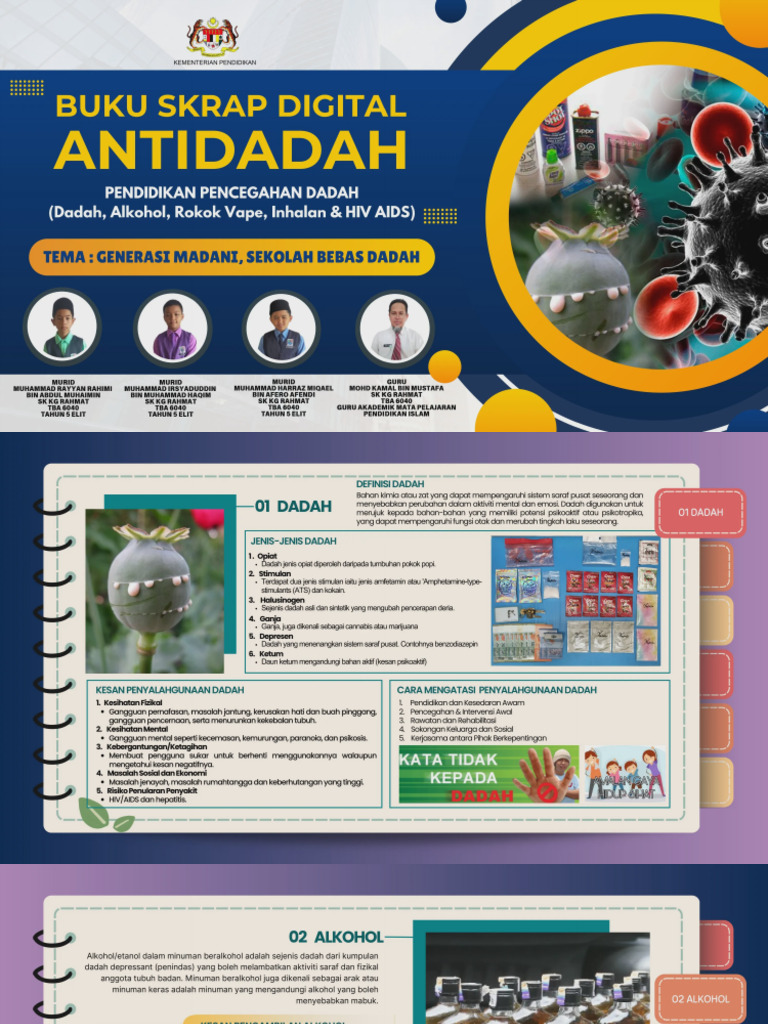 Buku Skrap Digital Anti Dadah Pendidikan Pencegahan Dadah (Dadah, Alkohol, Rokok Vape, Inhalan ...