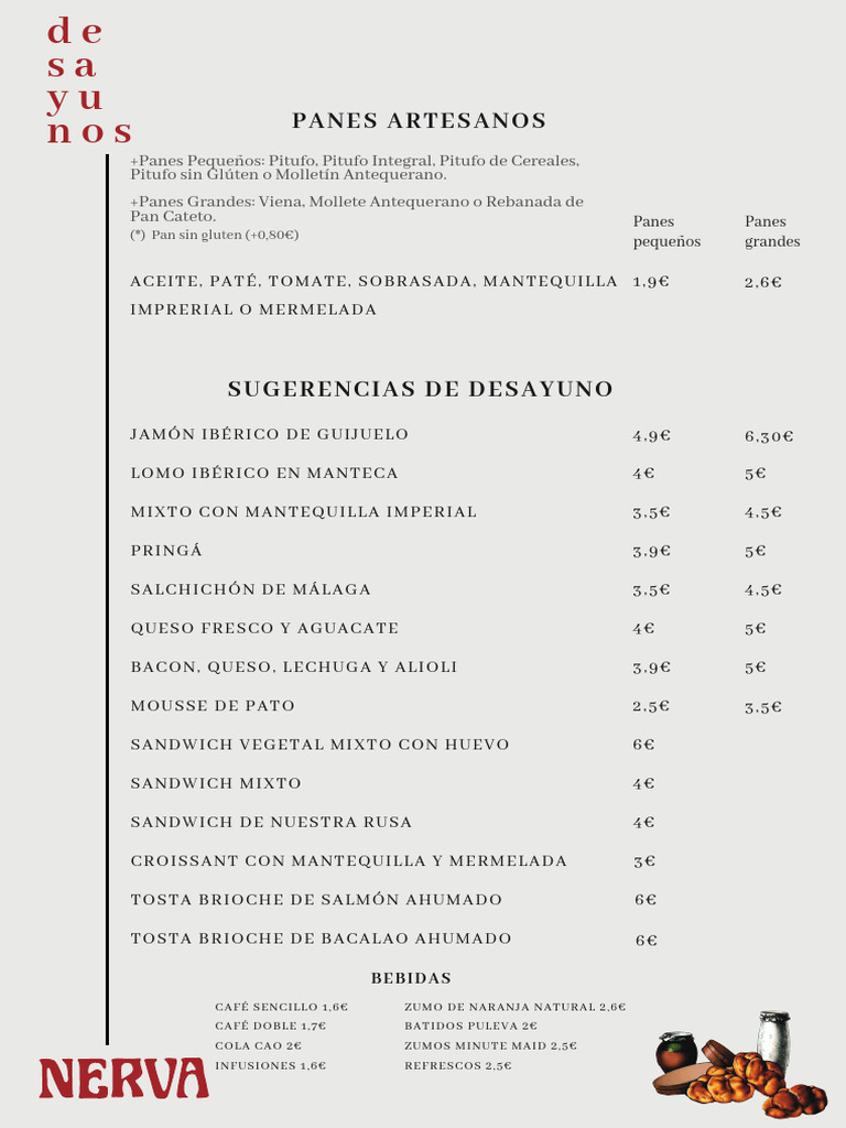 Carta Nerva Desayunos ENERO 2025 | PDF