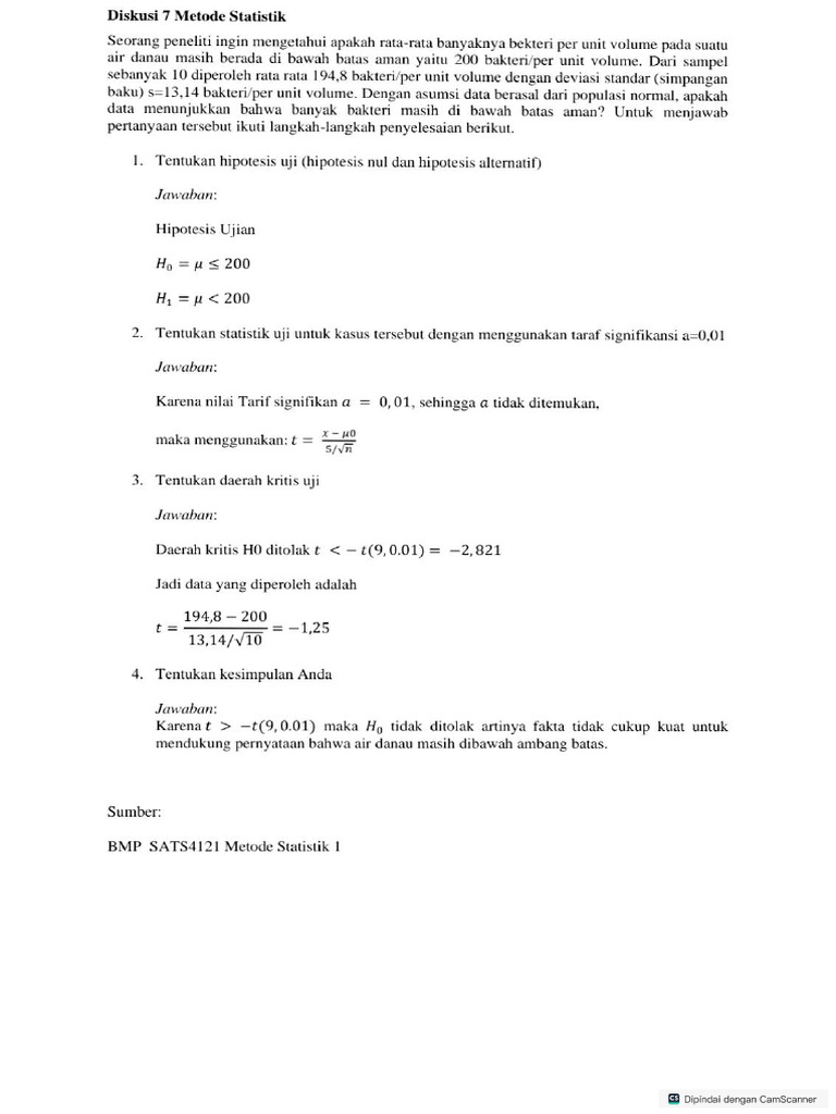 Diskusi 7 Metode Statistik | PDF