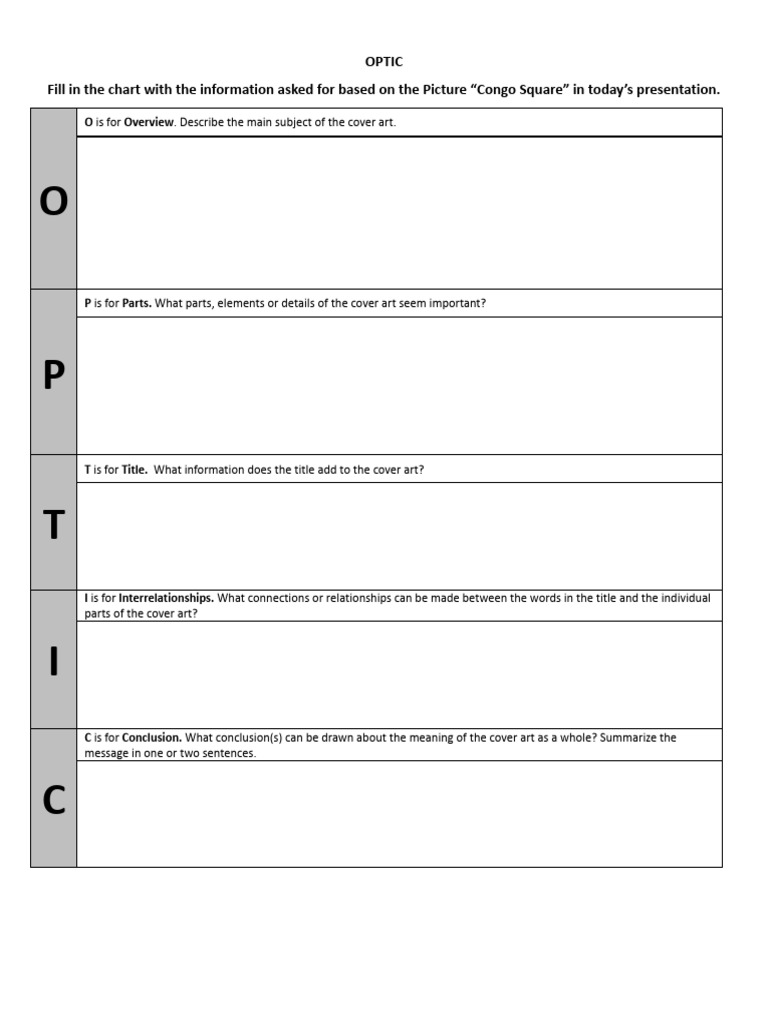 Resource U-OPTIC Worksheet For Students | PDF