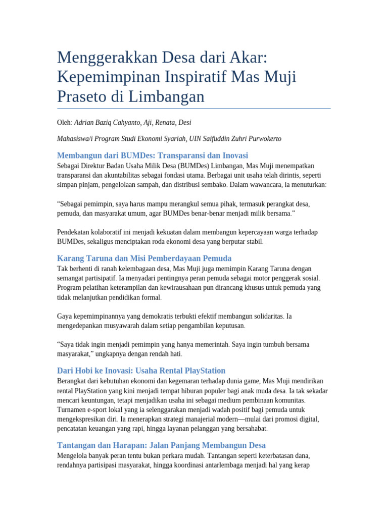 Artikel Kepemimpinan Mas Muji | PDF
