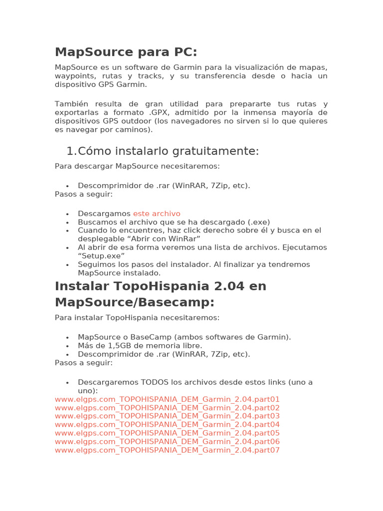 Instala MapSource y TopoHispania 2.04 | PDF