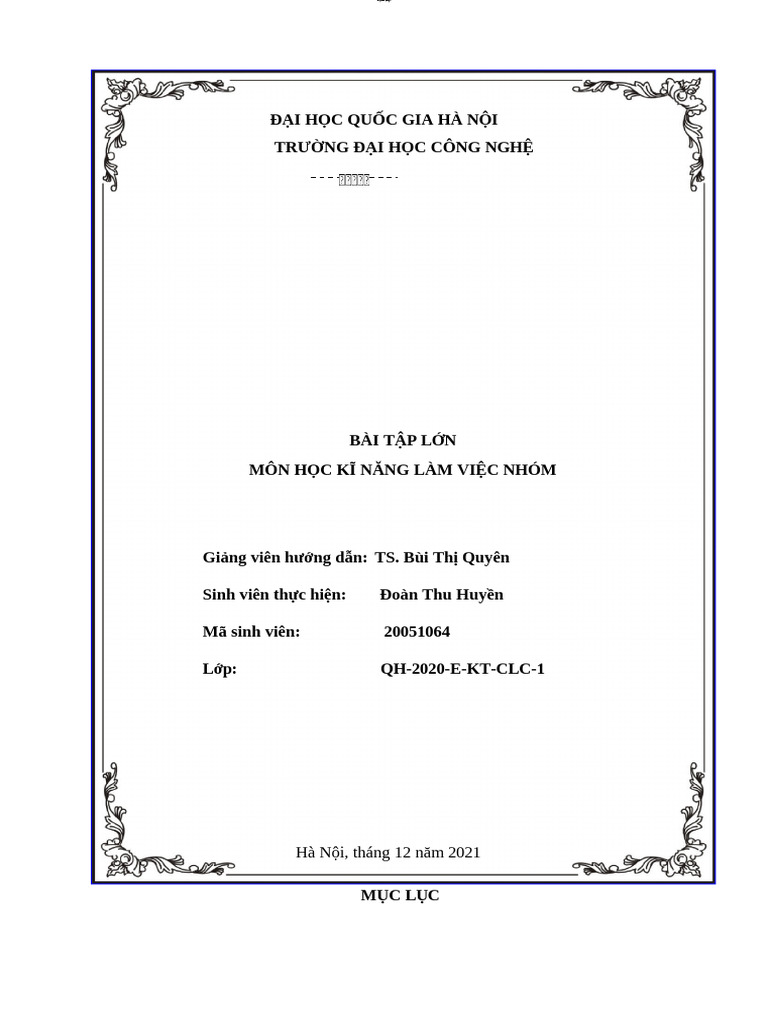 Bai Tap Lon Mon Ky Nang Lam Viec Nhom 1312 | PDF